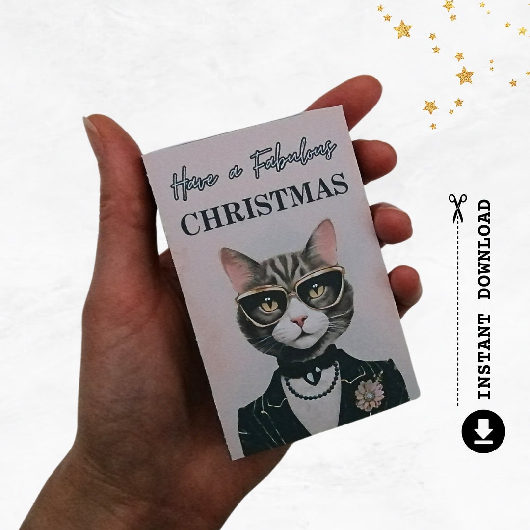 Christmas Gift Card Holder, Fabulous Cat Lover DIY Printable Template ...