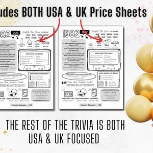 1982 Quiz | Born in 1982 Print | Trivia Printable | 43rd Birthday Party ...