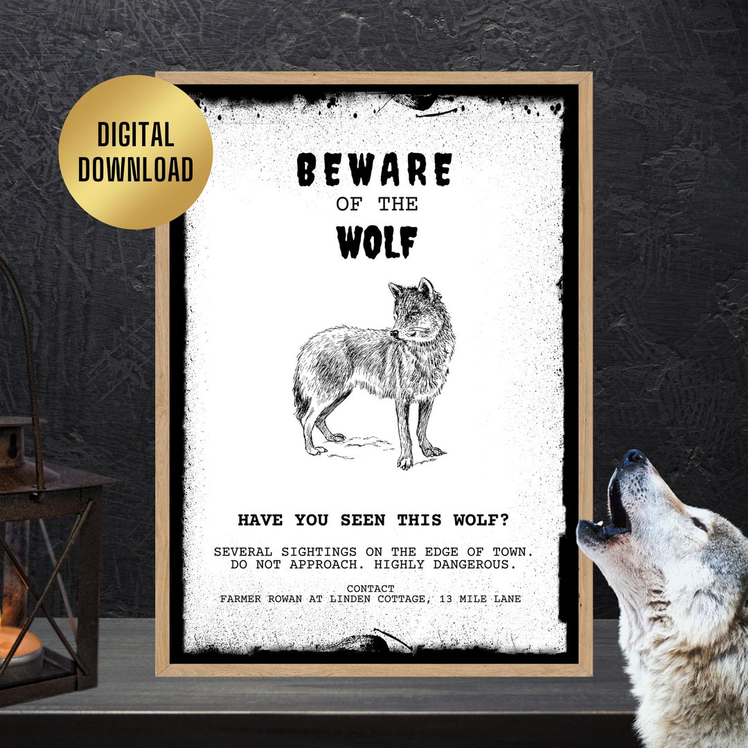 Printable Beware of the Wolf Poster | DIY Halloween Party Decorations ...