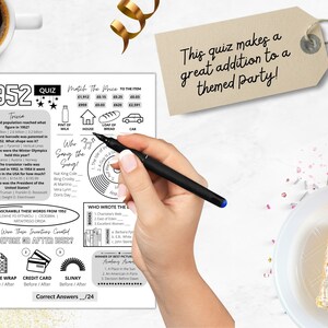 1952 Quiz | Born in 1952 Print | Trivia Printable | 73rd Birthday Party ...