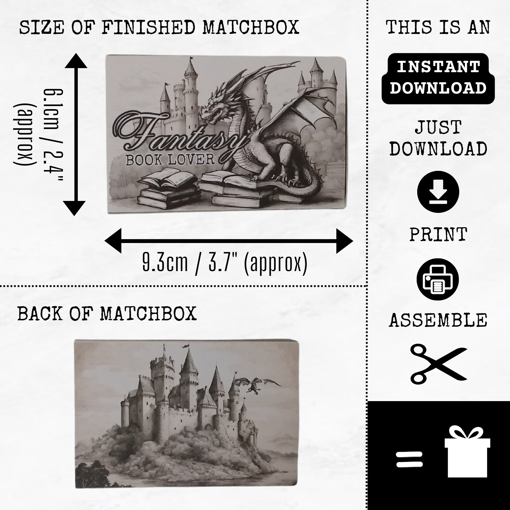Book Gift Card Holder Diy PRINTABLE Matchbox Dragon Castle Gift Card ...
