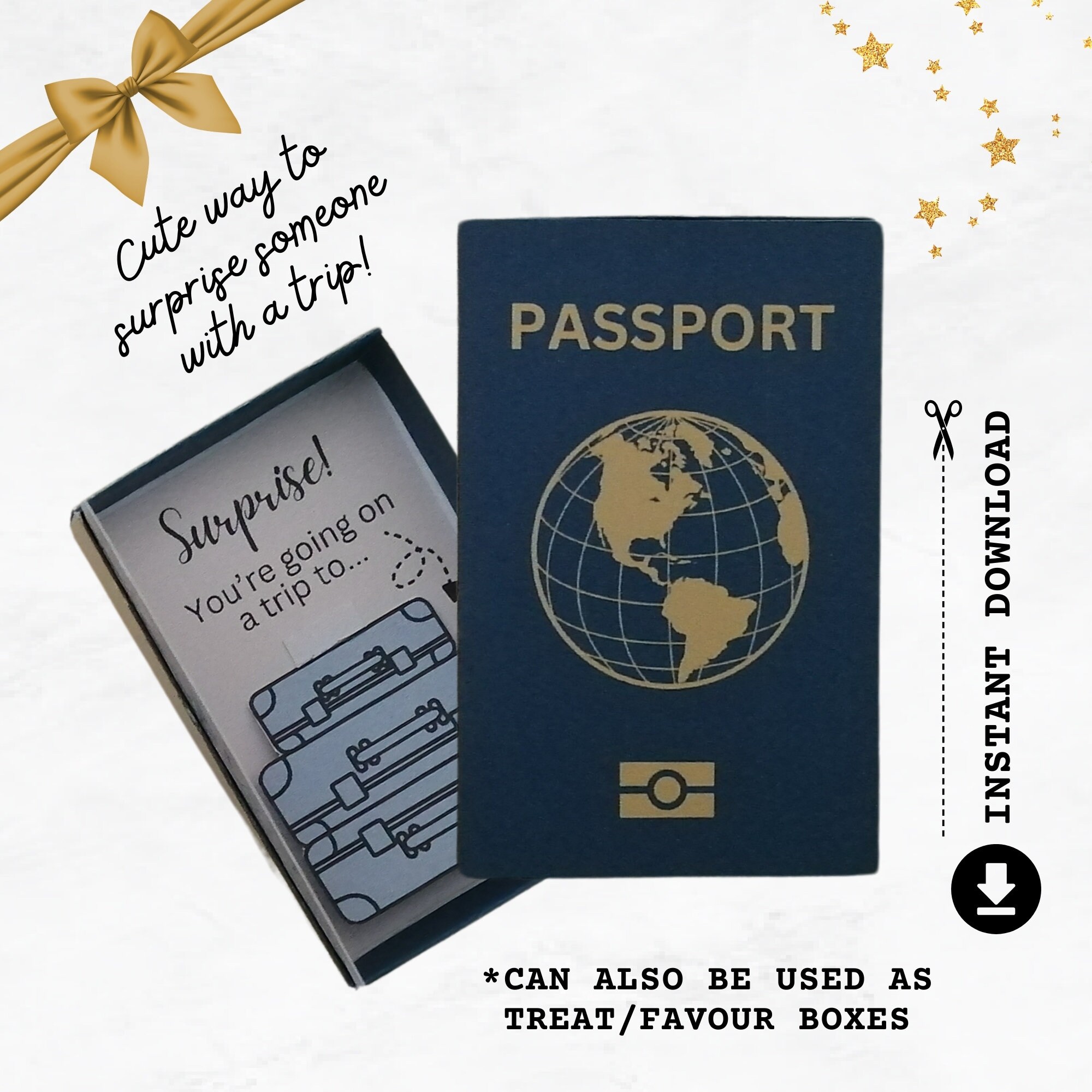 Surprise Trip Reveal | DIY Printable Passport Holiday Announcement Card ...