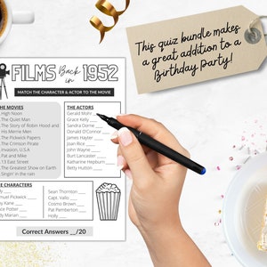 1952 Birthday PARTY GAMES Bundle Born in 1952 71st Birthday Games ...