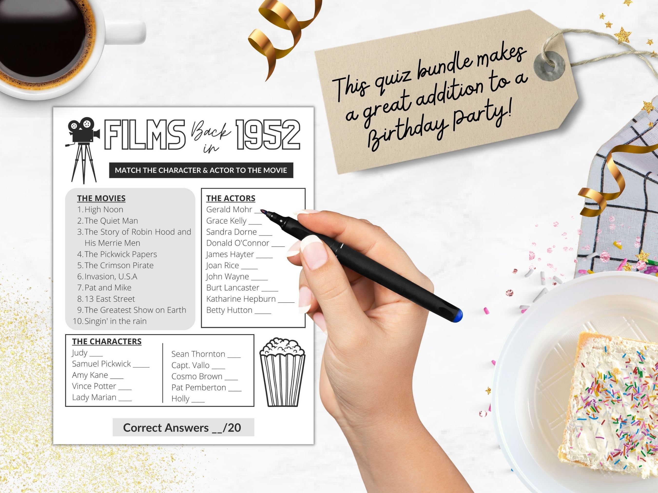 1952 Birthday PARTY GAMES Bundle Born in 1952 71st Birthday Games ...