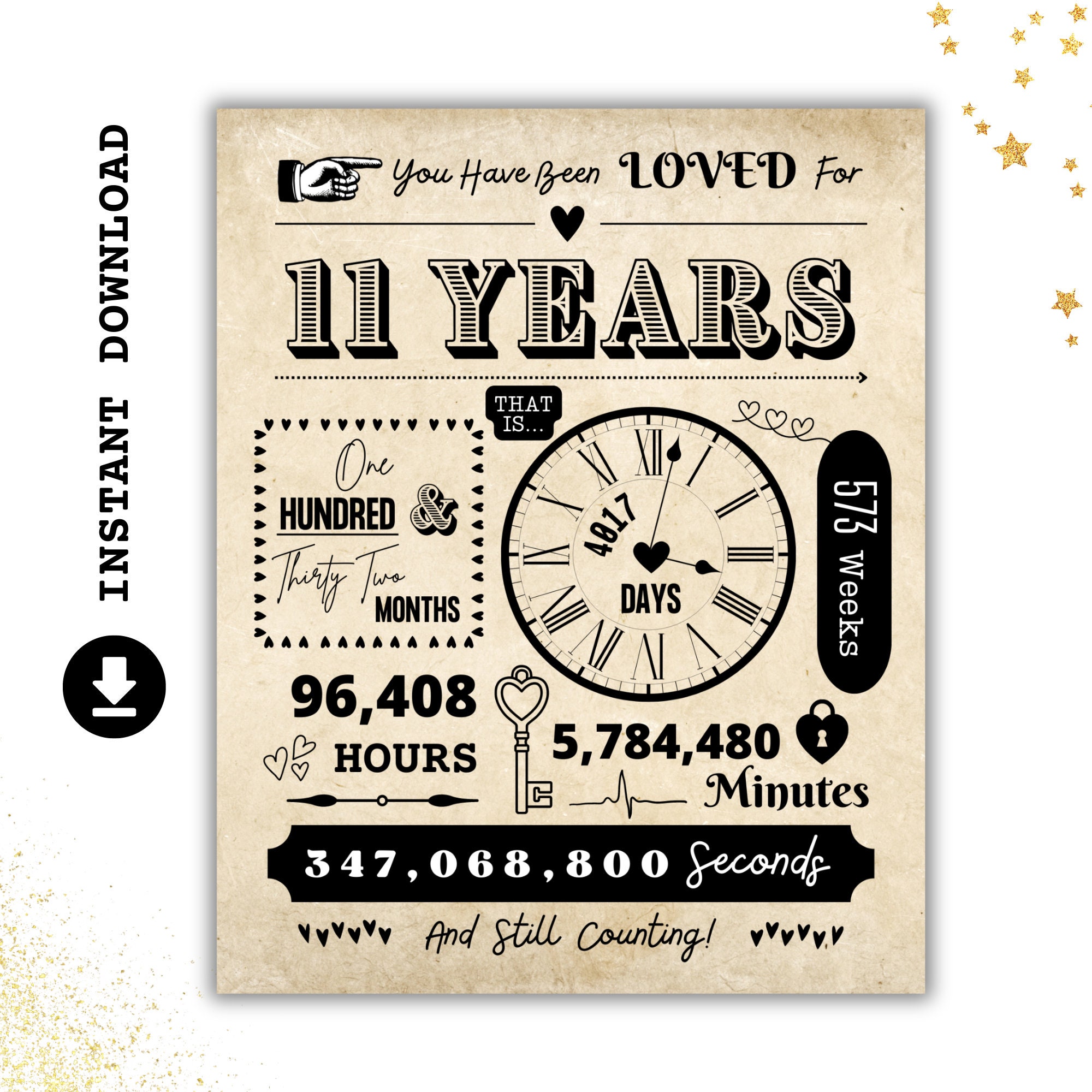 You Have Been Loved for 11 YEARS 11th Birthday Printable Poster ...