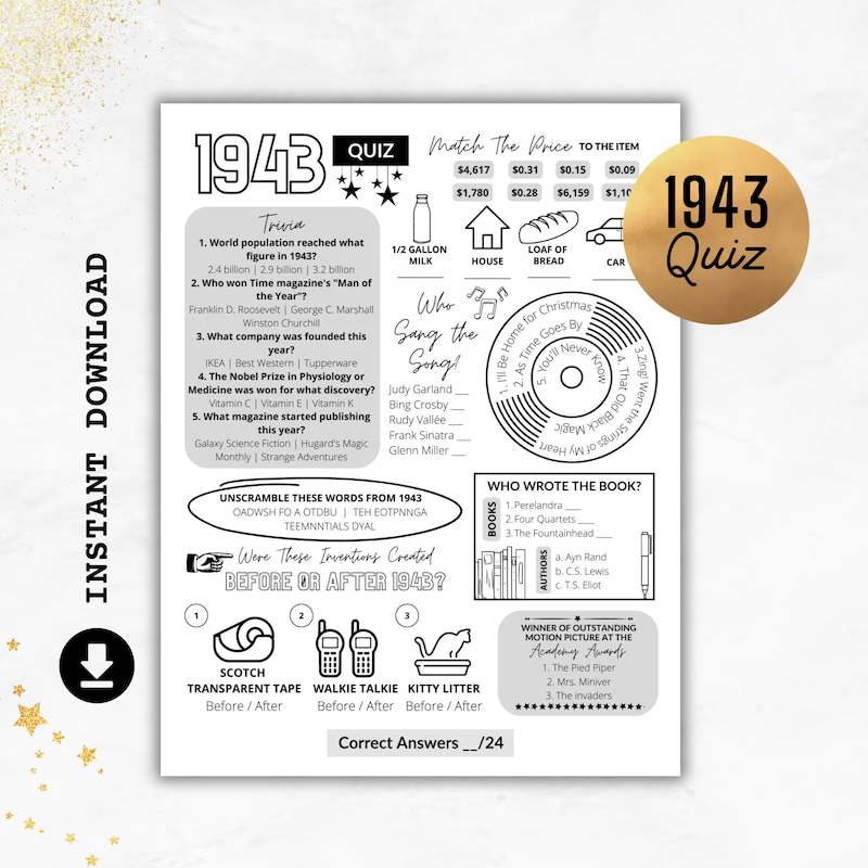 Printable 1943 Card - Etsy