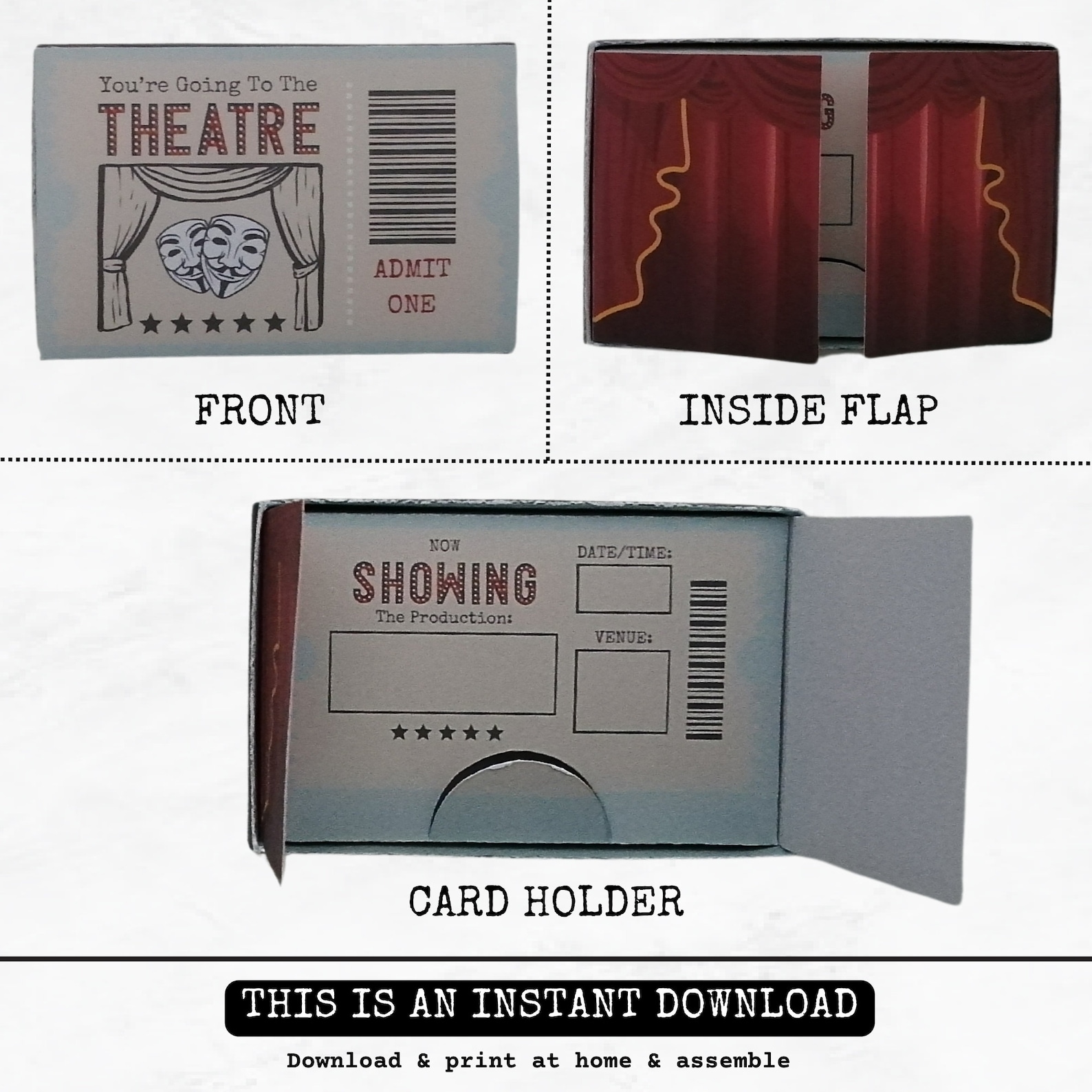 Theatre Ticket Gift Card Holder | Show Voucher | Last Minute Surprise ...
