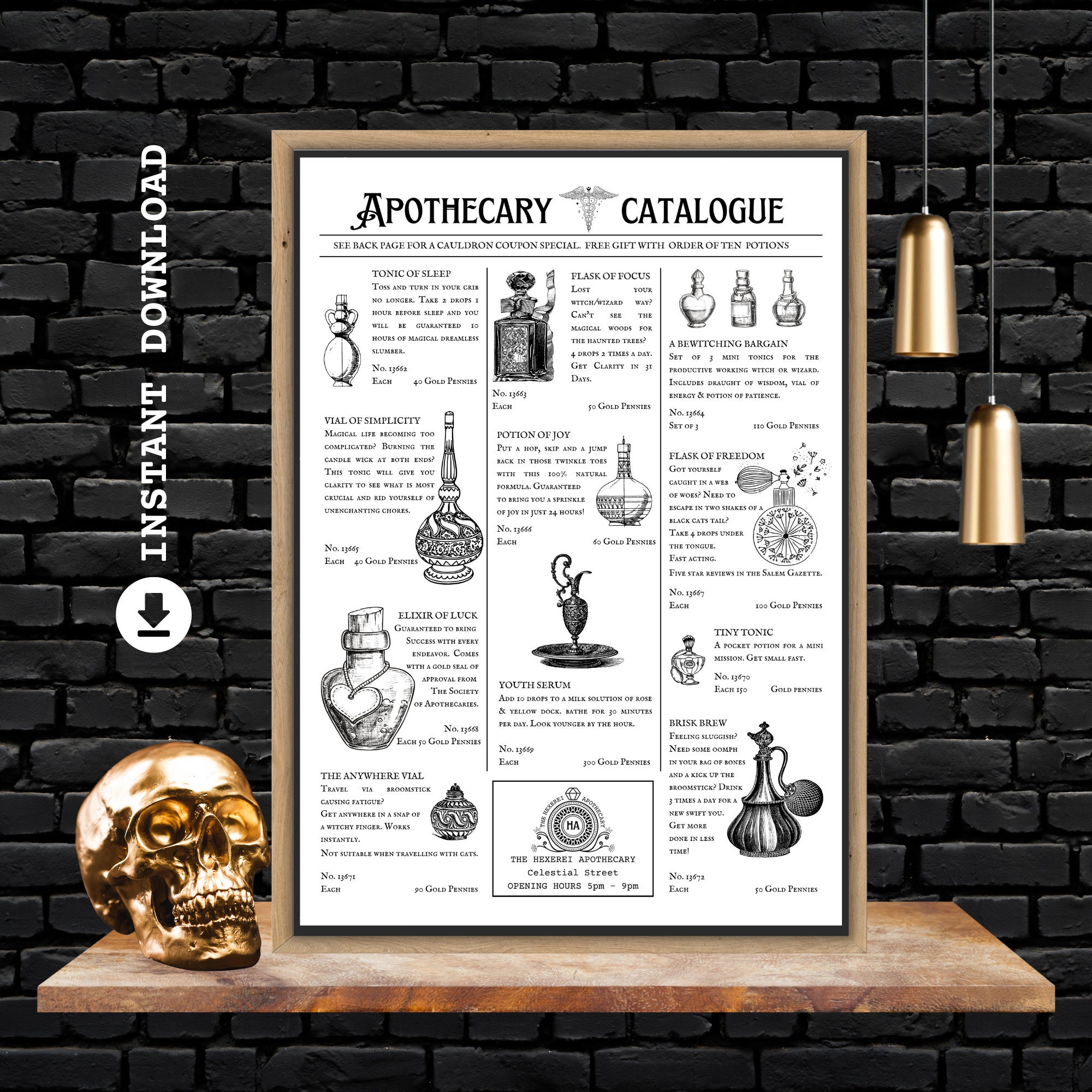 APOTHECARY Print | Potions Print | Gothic Art Print | Instant Download ...