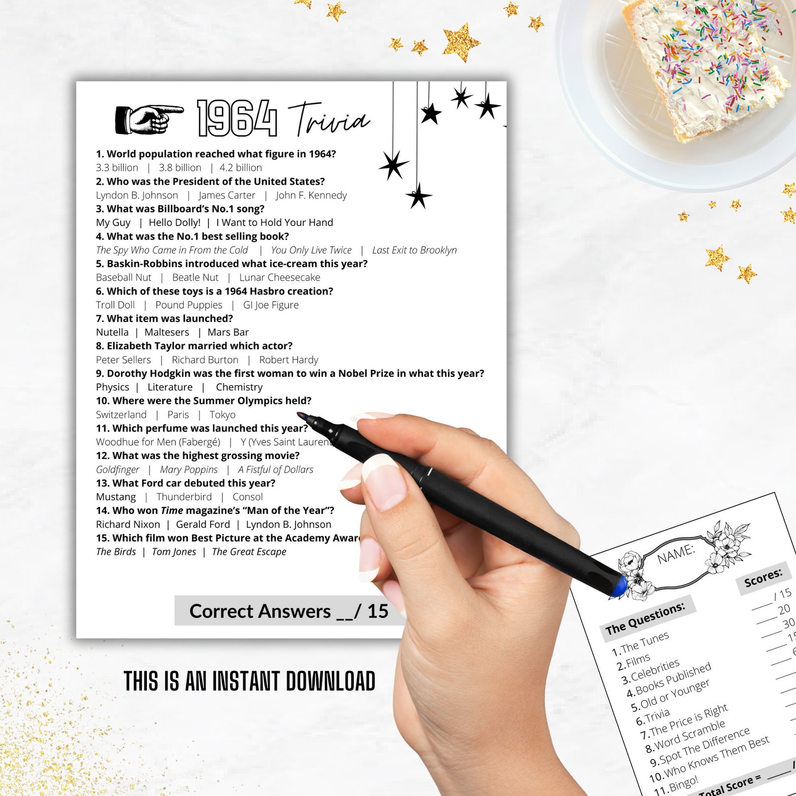 1964 Birthday PARTY GAMES Bundle | Born in 1964 62nd Birthday Game ...