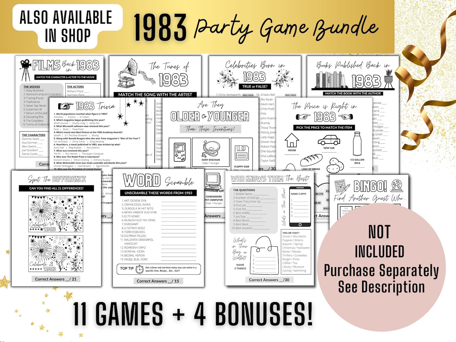1983 Quiz | Born in 1983 Print | Trivia Printable | 43rd Birthday Party ...