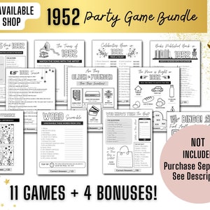 1952 Quiz | Born in 1952 Print | Trivia Printable | 73rd Birthday Party ...