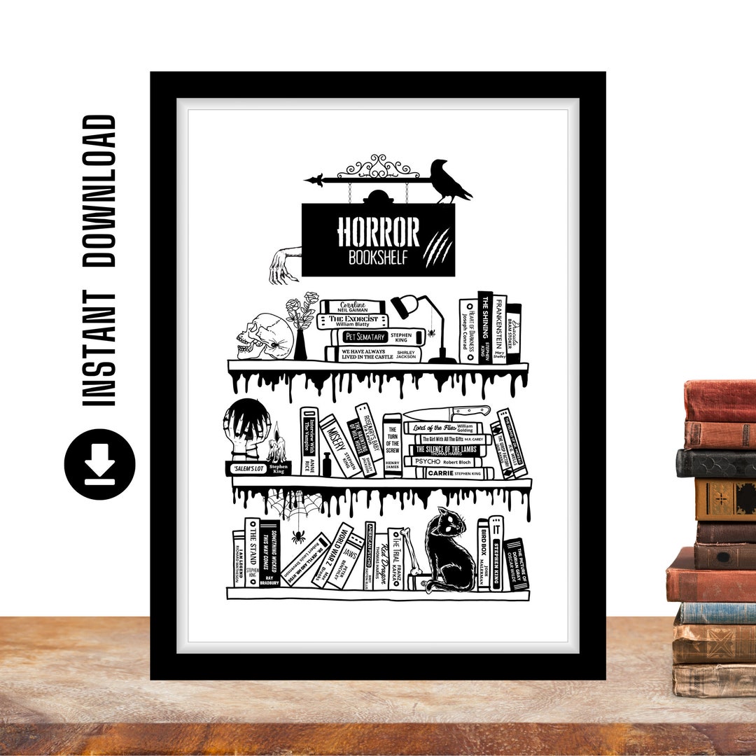 HORROR BOOK Lover | Horror Gift | Book Spine Art | Horror Reader Gothic ...