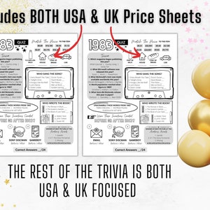 1983 Quiz | Born in 1983 Print | Trivia Printable | 42nd Birthday Party ...