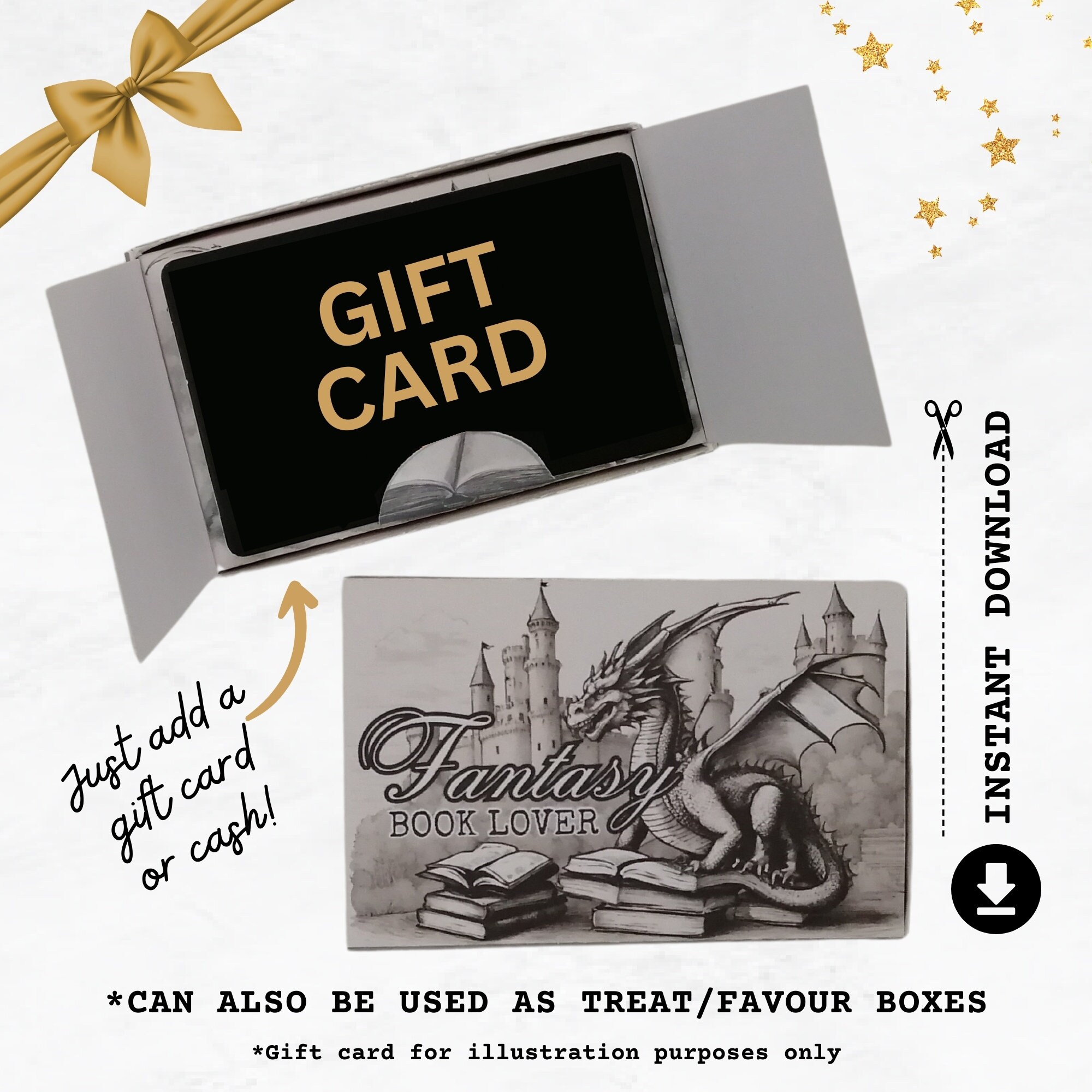 Book Gift Card Holder Diy PRINTABLE Matchbox Dragon Castle Gift Card Holder Fantasy Book Lover ...