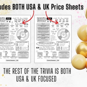1953 Quiz | Born in 1953 Print | Trivia Printable | Birthday Party ...