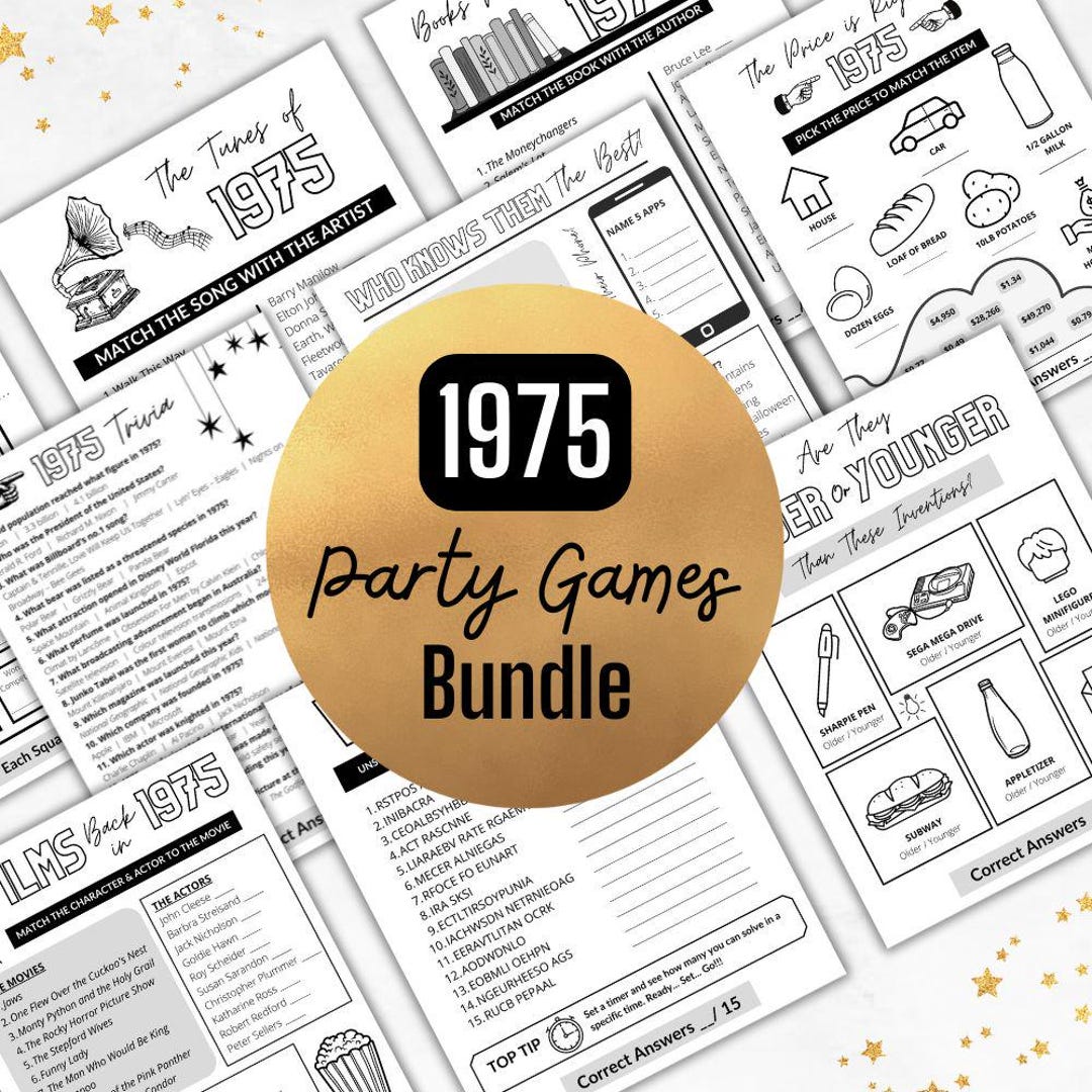 1975 Birthday PARTY GAMES Bundle | Born in 1975 50th Birthday Games ...