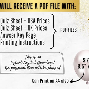 1952 Quiz | Born in 1952 Print | Trivia Printable | 73rd Birthday Party ...