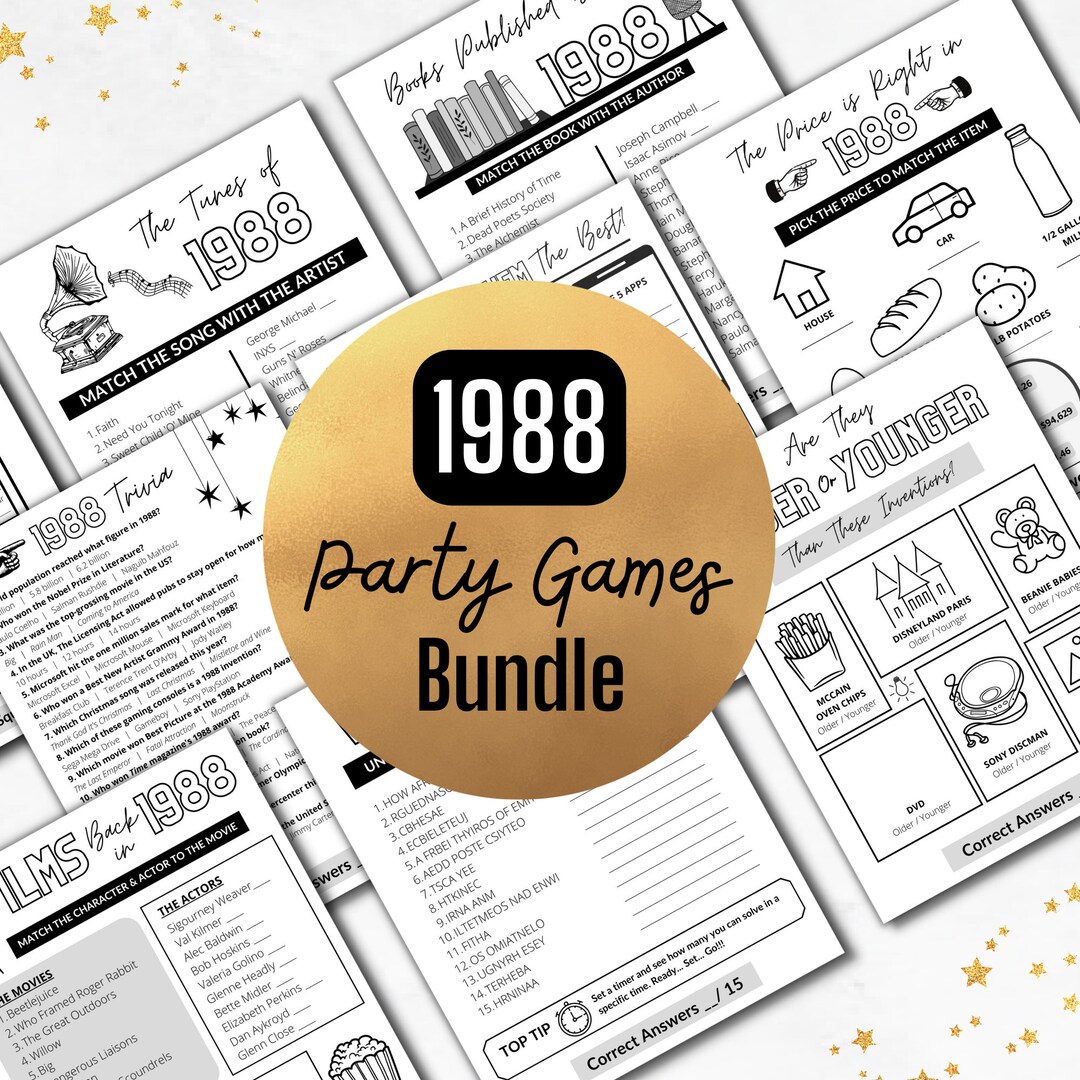 1988 Birthday PARTY GAMES Bundle | Born in 1988 38th Birthday Games ...