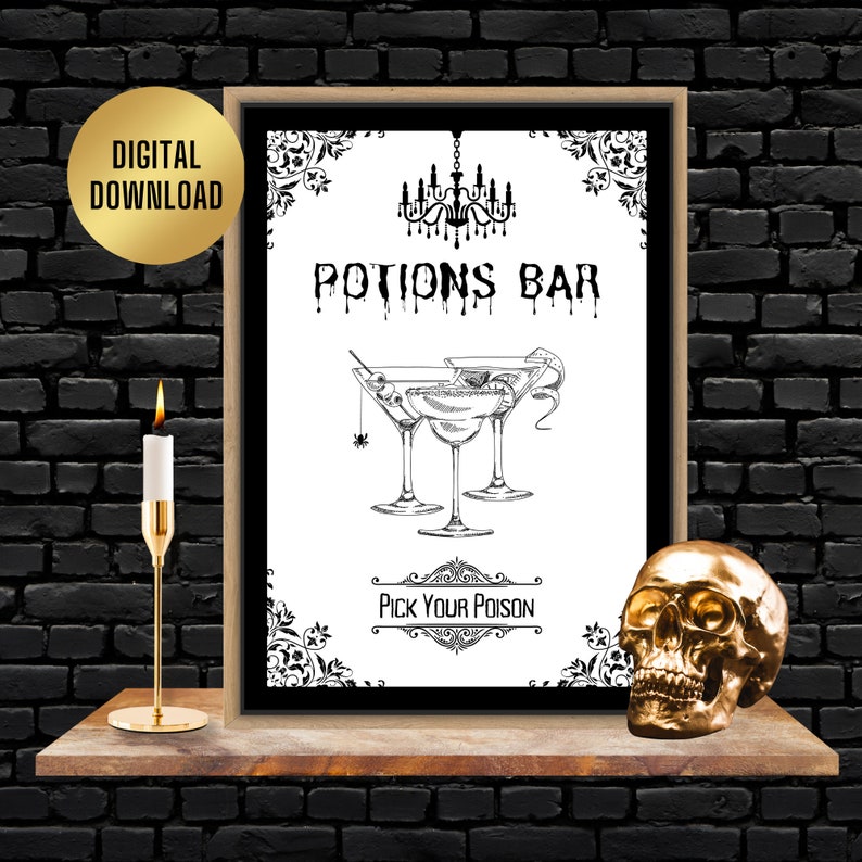 POTIONS BAR SIGN | Halloween Bar Sign | Pick Your Poison Poster ...