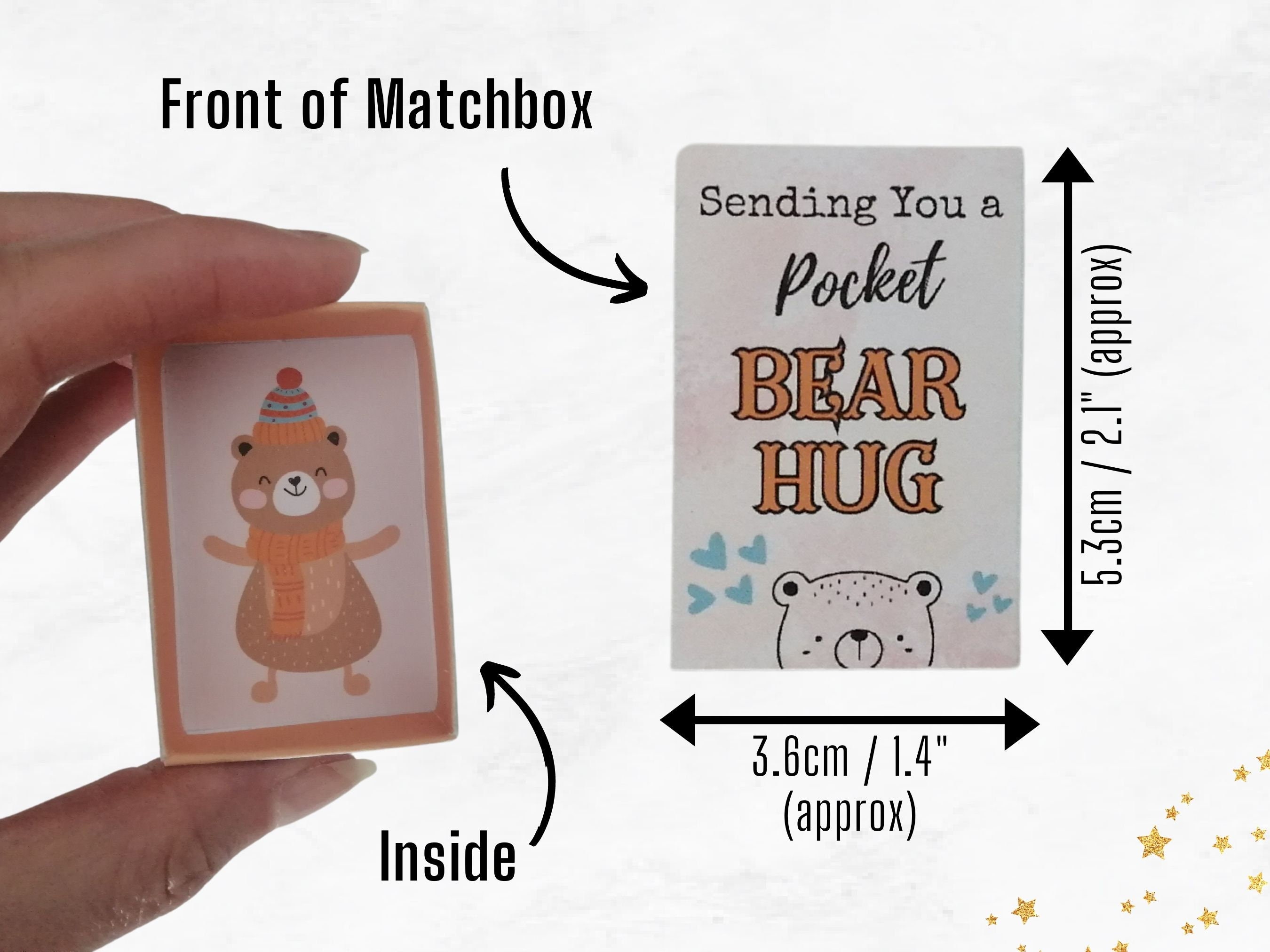 Printable Pocket Hug | Bear Hug Cute Matchbox Card | Digital Printable ...