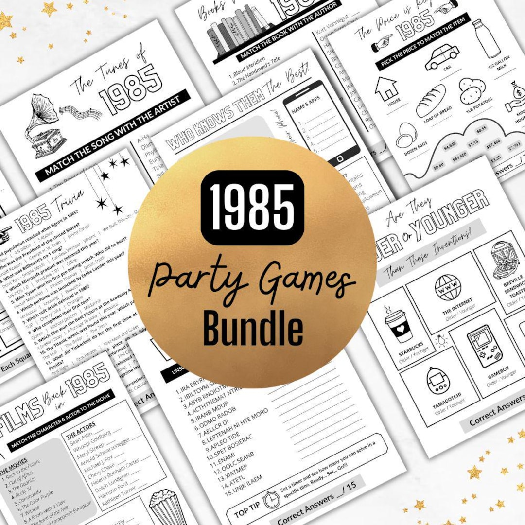 1985 Birthday PARTY GAMES Bundle | Born in 1985 41st Birthday Games ...