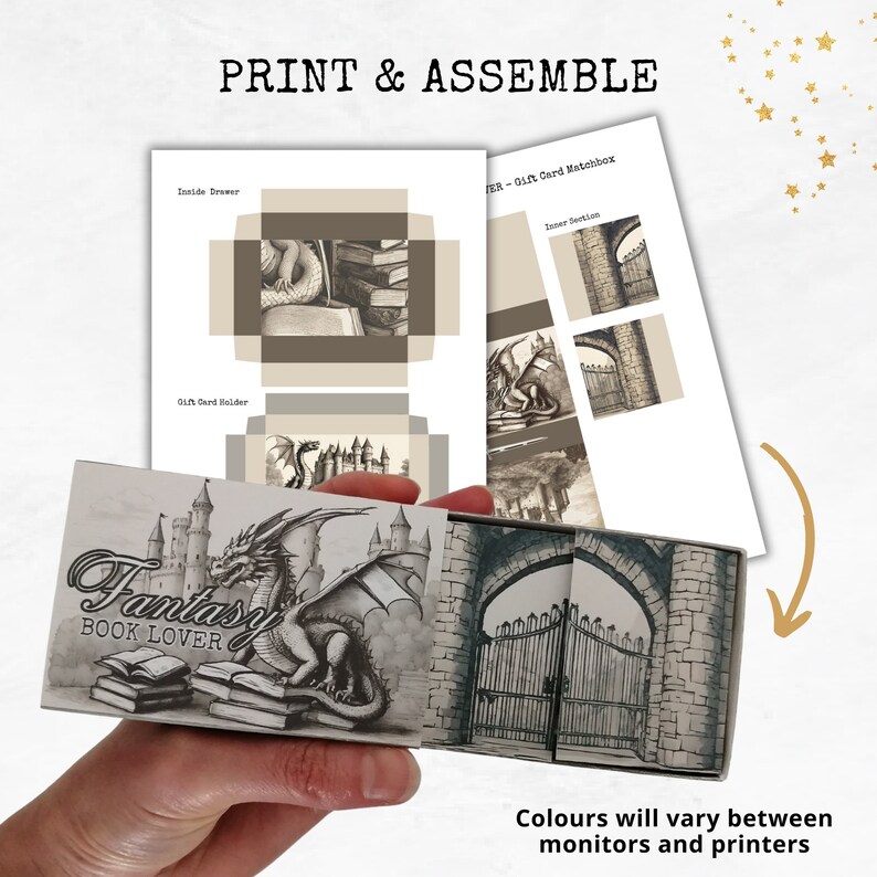 Book Gift Card Holder Diy PRINTABLE Matchbox Dragon Castle Gift Card ...