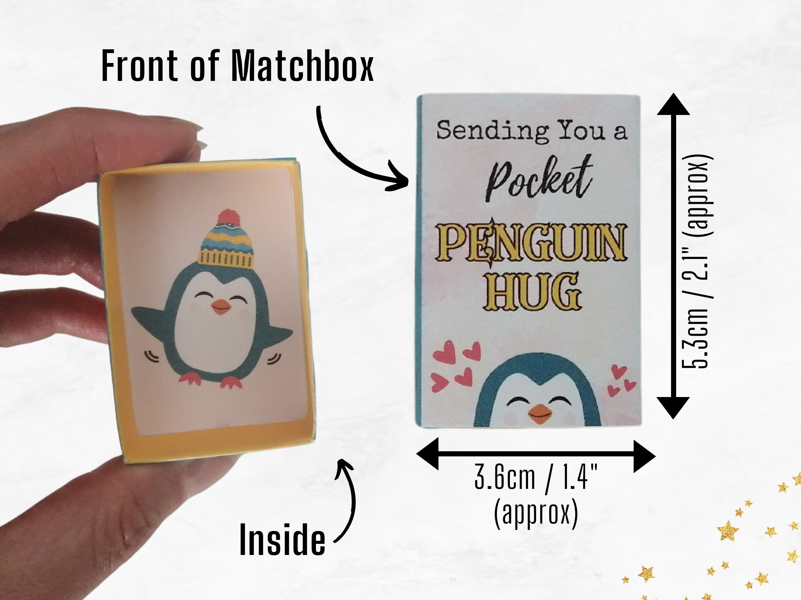 Printable Pocket Hug - Penguin Hug Cute Matchbox Card, Thinking of You ...