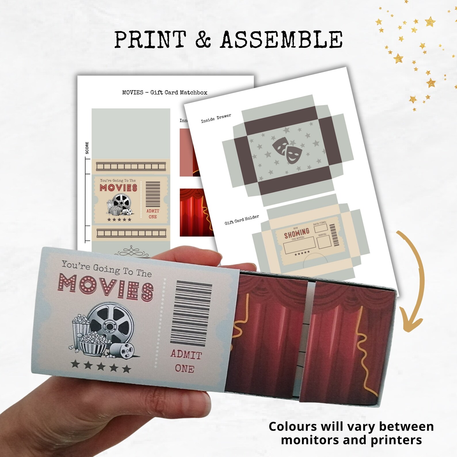 Movie Gift Card Holder | DIY Printable Box for Cinema Ticket | Cute ...