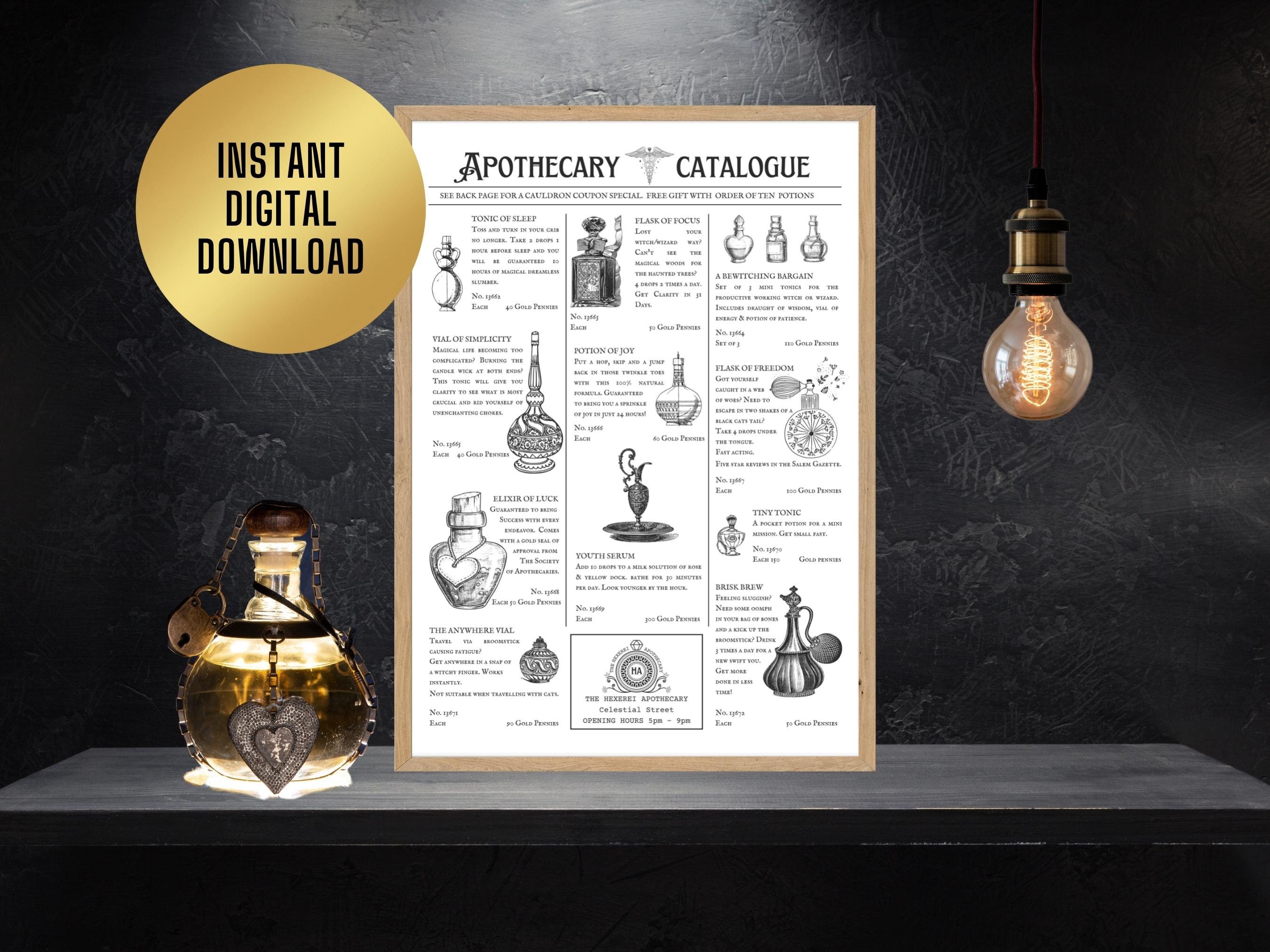 APOTHECARY Print Potions Print Gothic Art Print Instant - Etsy