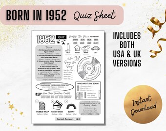 1952 Quiz Printable - Etsy