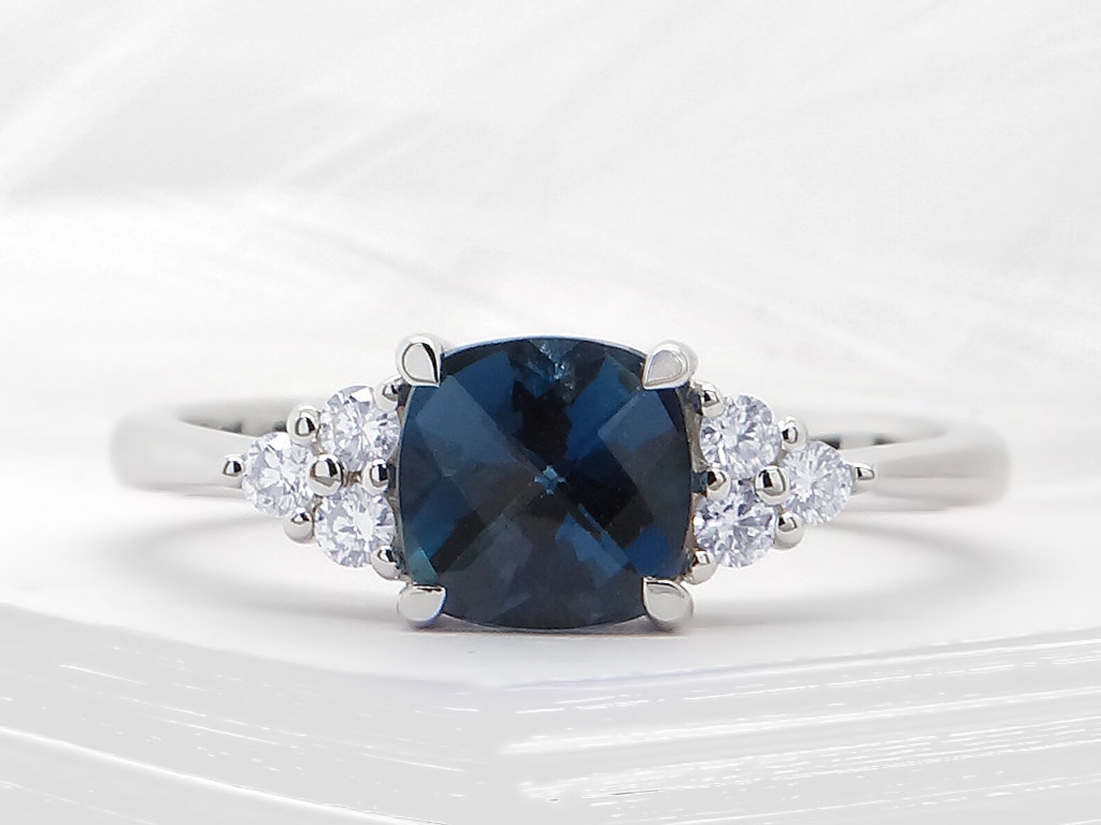 Tanzanite and Diamond Ring on White Gold Band, Stackable Tanzanite Ring ...