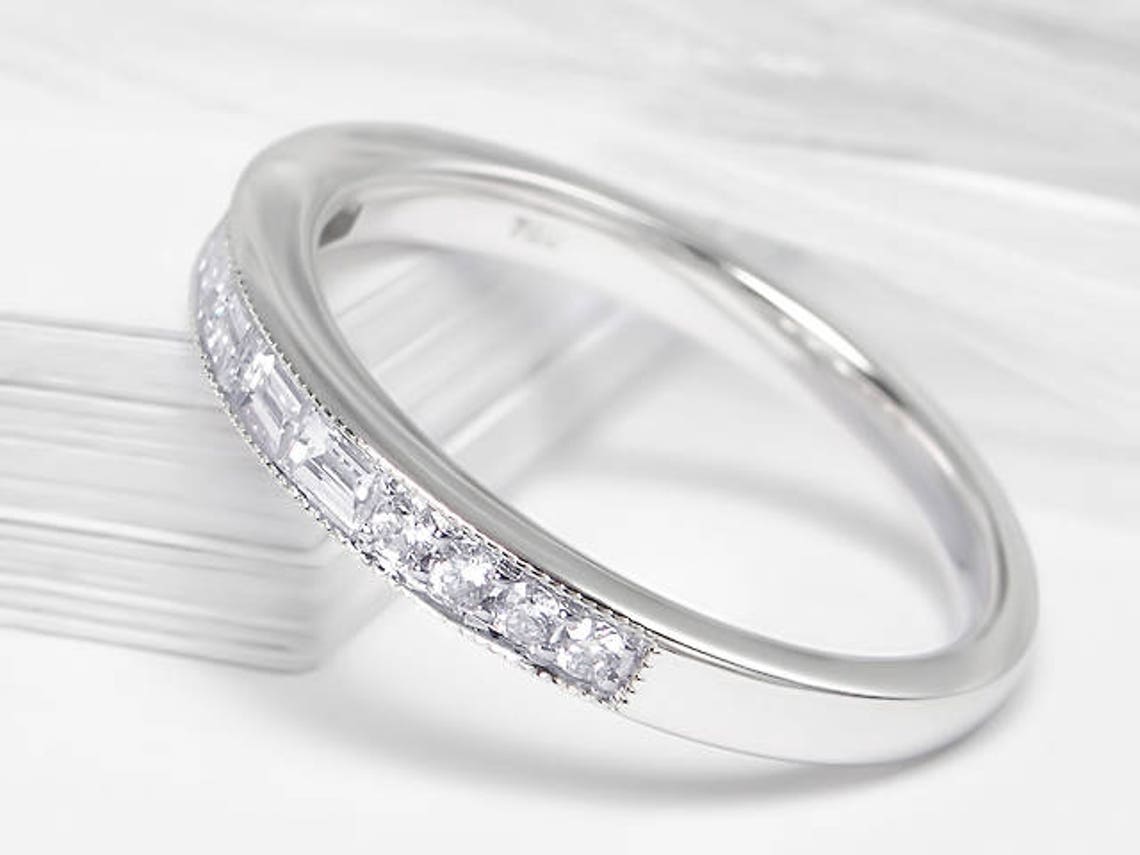 Invisible Channel Set Diamond Ring in 18k White Gold Natural - Etsy