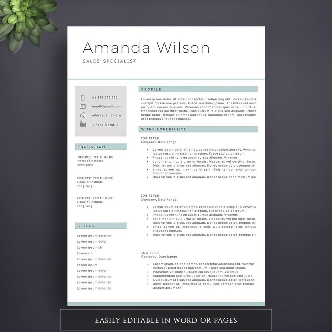 Resume + Cover Letter + References Templates, Modern Resume Template ...
