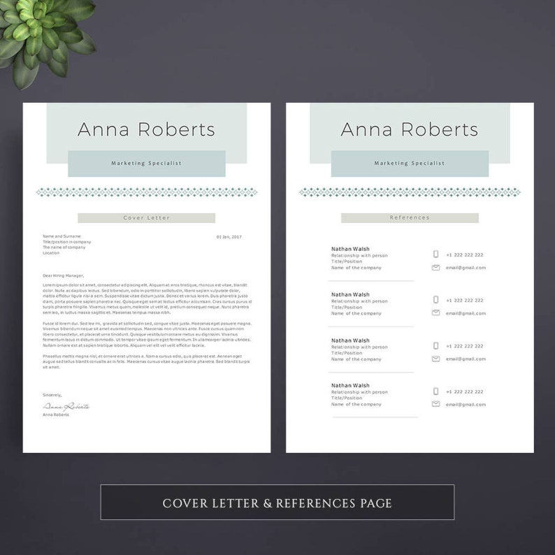Creative & Modern Resume Template + Cover Letter, Professional CV for ...