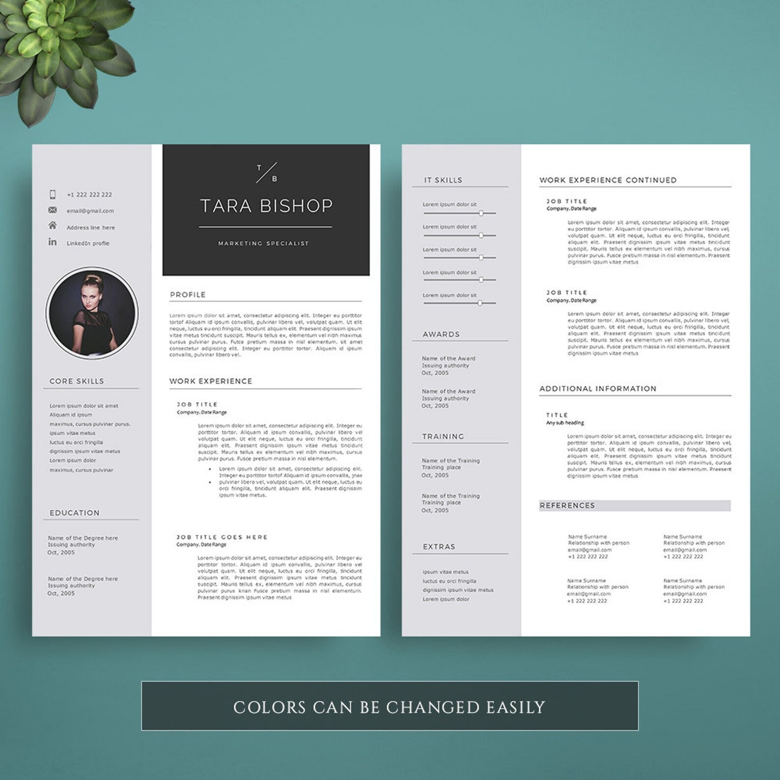 Modern Resume Template, Professional Resume Template for Word and Pages ...