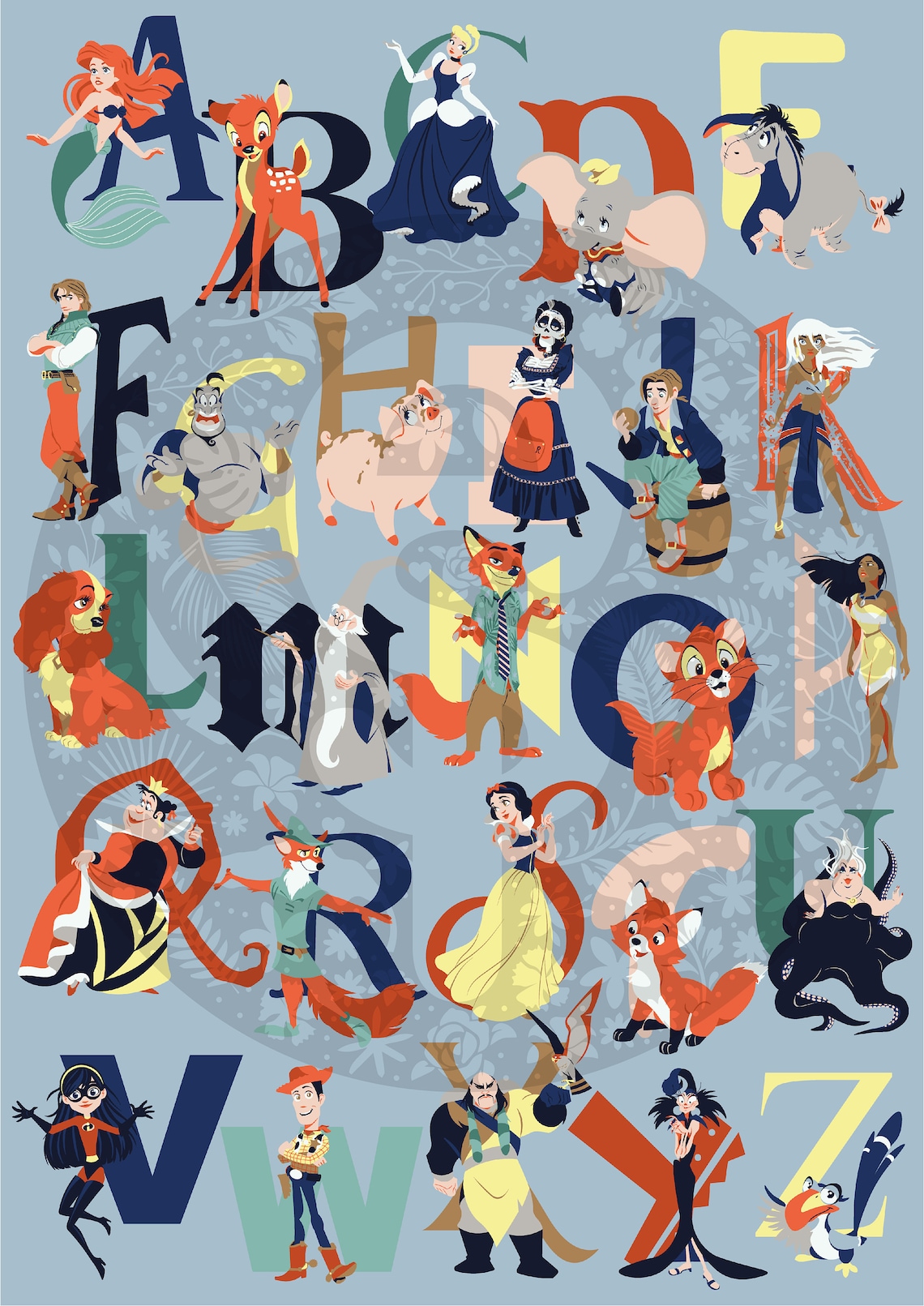 Disney Character Alphabet Print A5 | Etsy