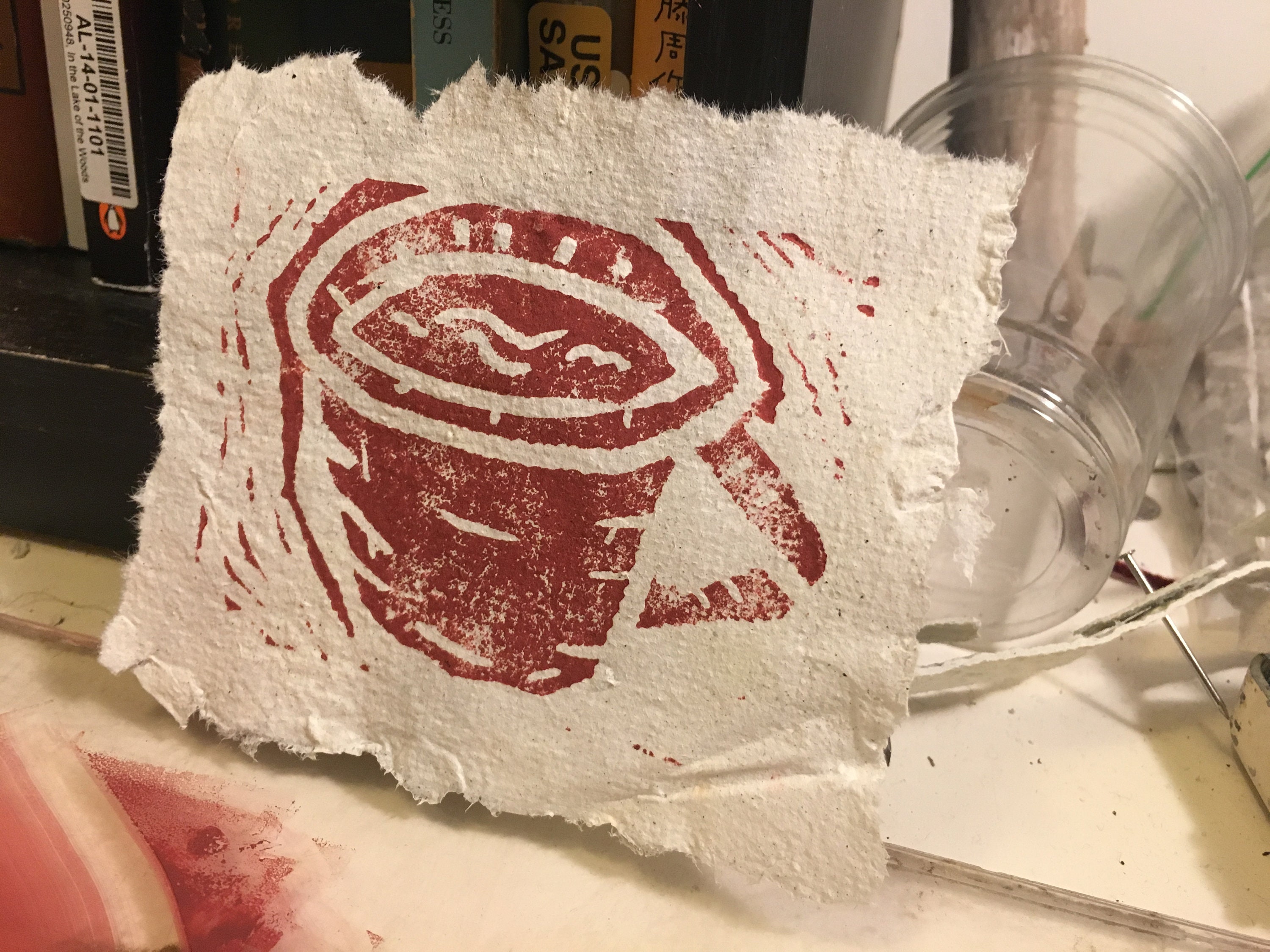 Teacup Linocut Print on Handmade Recycled Paper - Etsy