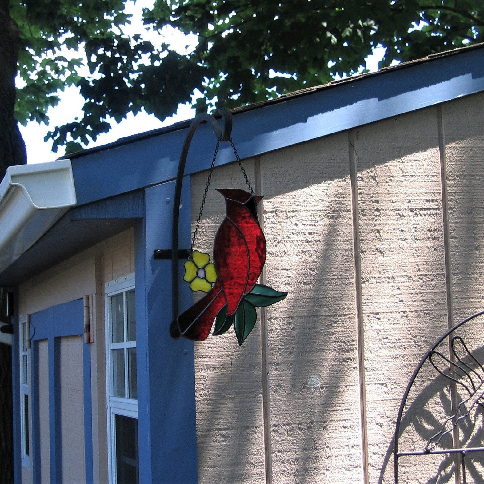 Red Cardinal Sun Catcher With Flower | Etsy