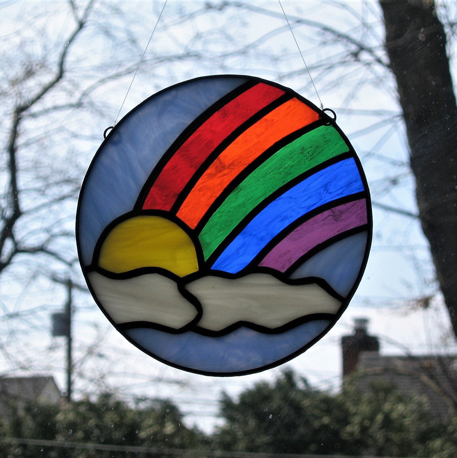 Rainbow Stained Glass Suncatcher - Etsy
