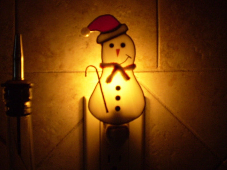 Snowman Stained Glass Night Light Gift Christmas Winter - Etsy