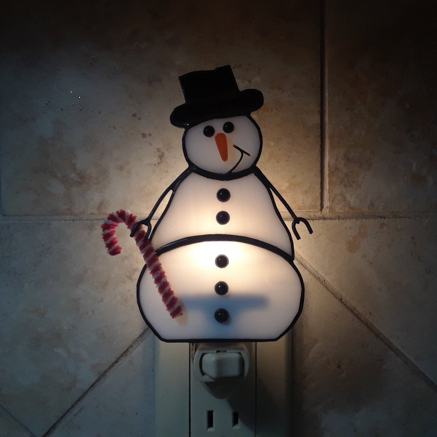 Stained Glass Snowman Night Light: Holiday Winter Decor - Etsy