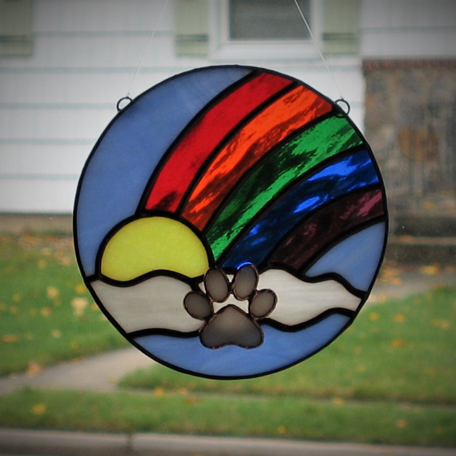 Rainbow Paw Sun Catcher | Etsy