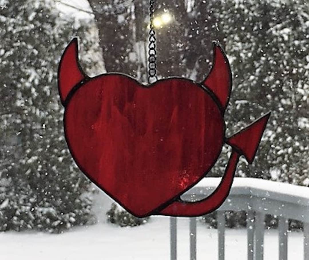 Little Devil Stained Glass Heart - Etsy