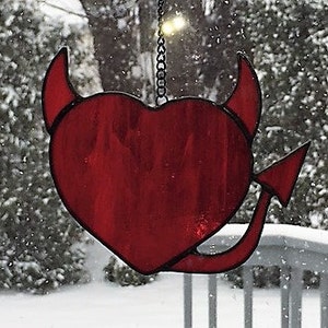 Little Devil Stained Glass Heart - Etsy