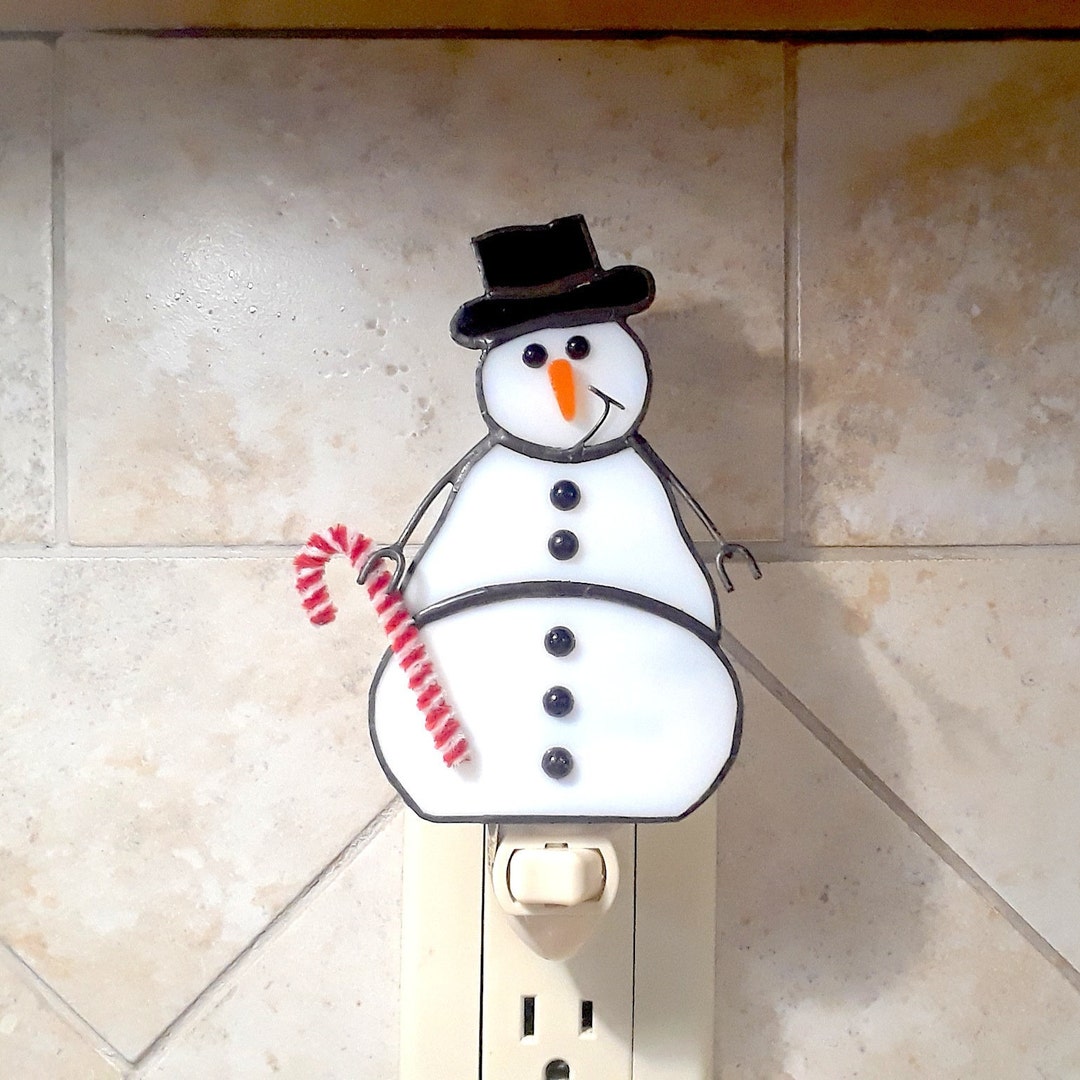Stained Glass Snowman Night Light: Holiday Winter Decor - Etsy