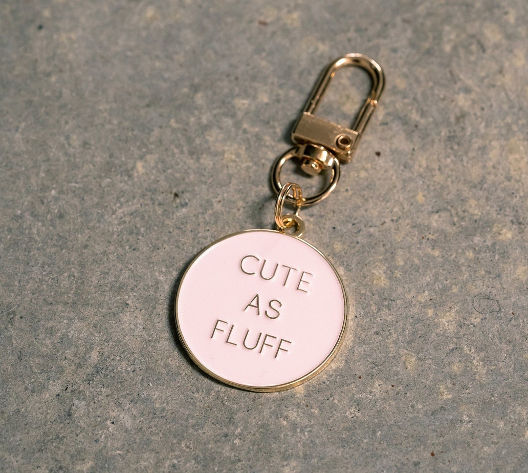 Enamel Dog Tag Laser Engraved Cute as Fluff, Pink Custom Pet ID ...