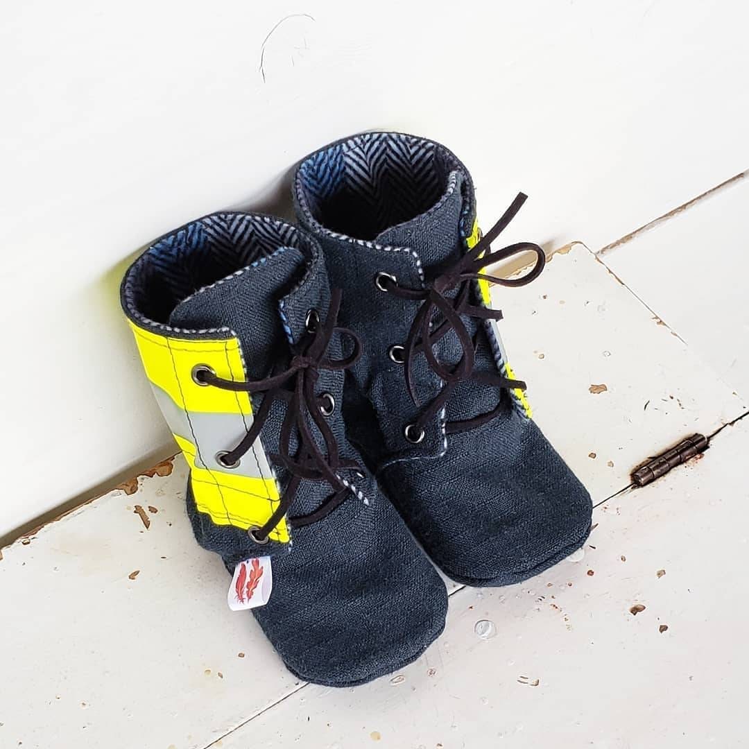 AIDAN - Baby Boots Made With Repurposed Firefighter Turnout Coat - Etsy