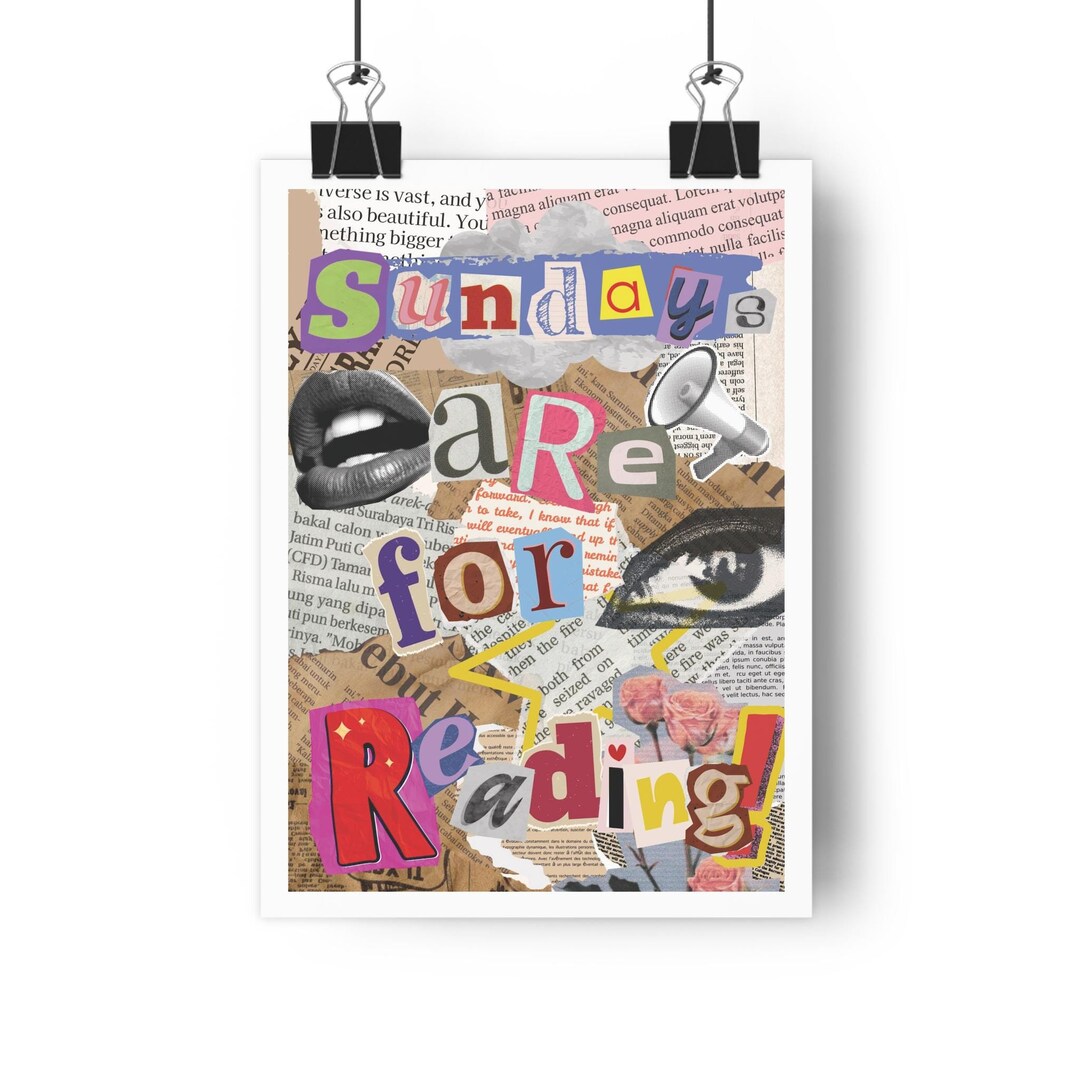 Vintage Collage Reading Wall Art Print, Literary Decor for Book Lovers ...