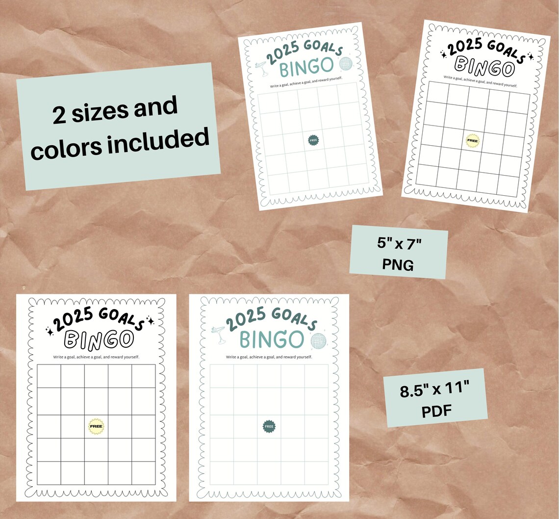 2025 Goals Bingo Digital Download, Printable Goal Tracker, Fun ...
