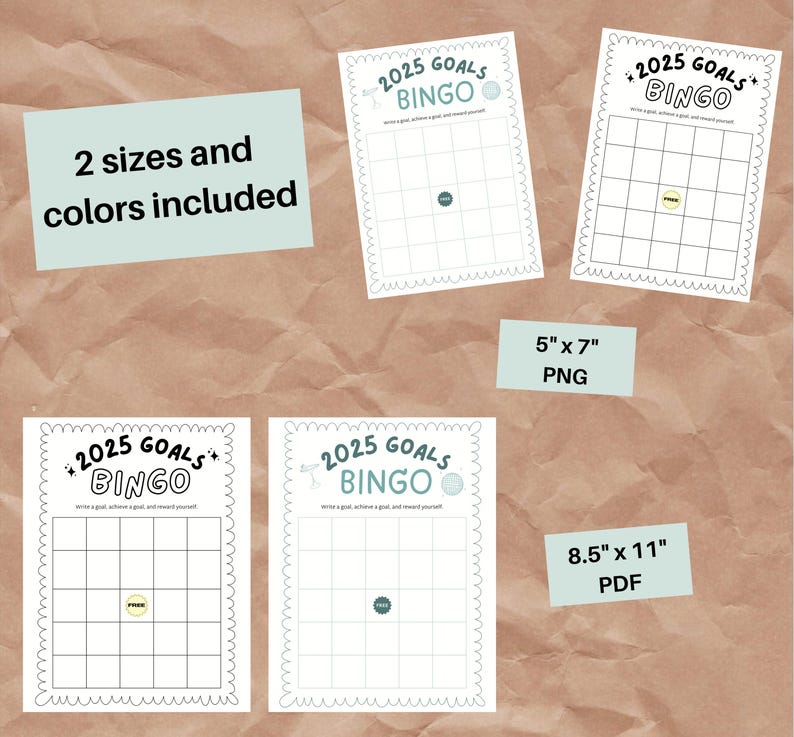 2025 Goals Bingo Digital Download, Printable Goal Tracker, Fun ...